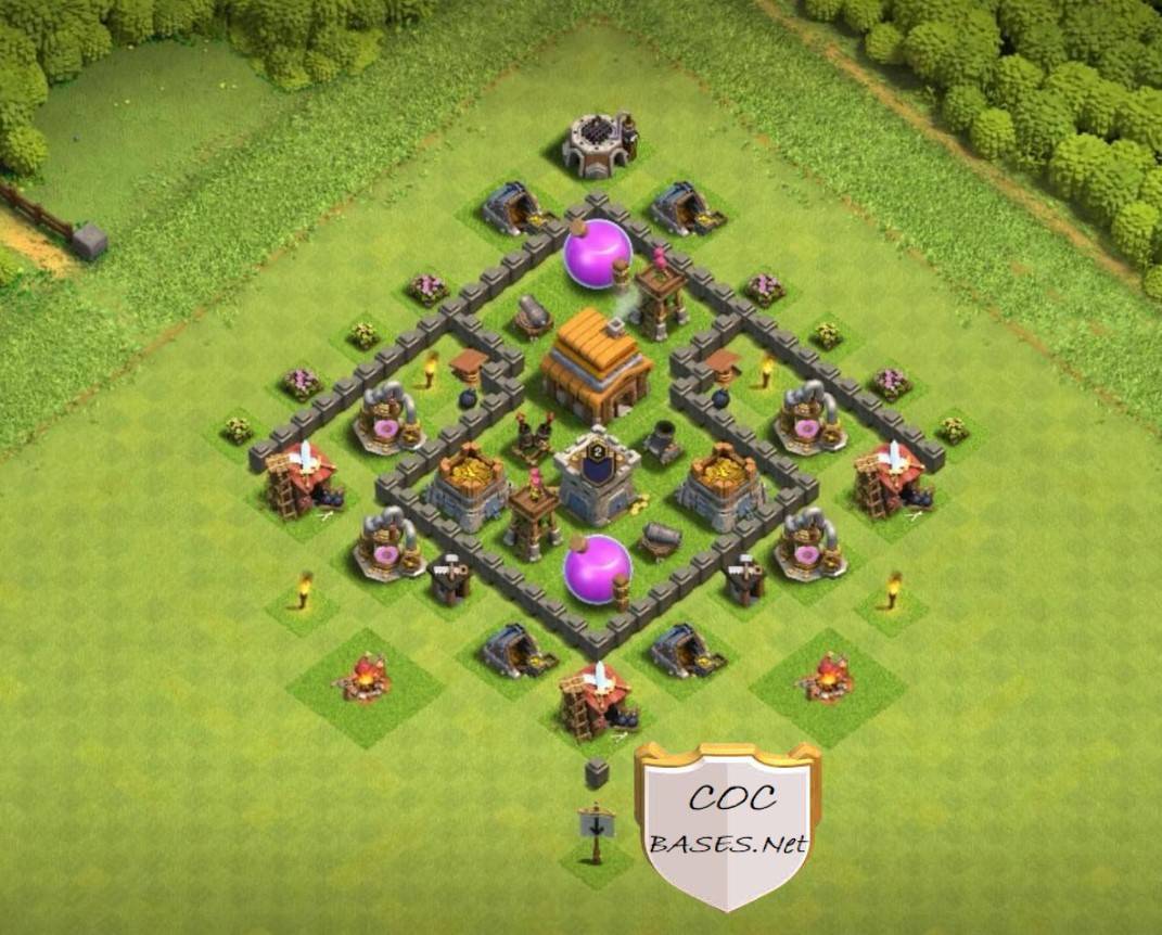195+ Best TH4 War Base Links 2025 (Anti 3 Stars) - cocbases.net